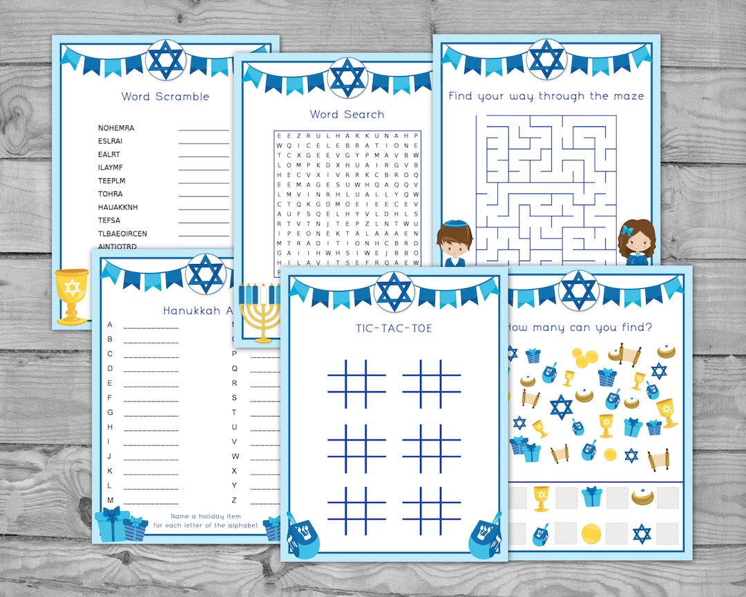 Printable Hanukkah Game Pack, Party Games, Chanukah Printable for Kids ...