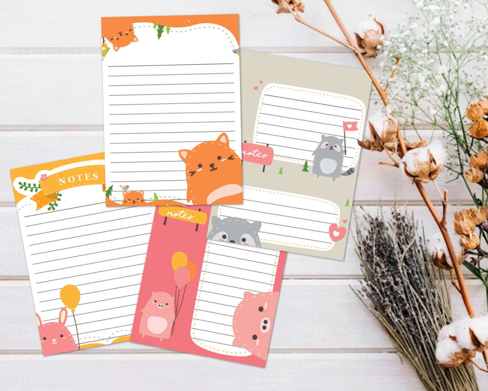 Printable Note Pages /animal Note Paper / Decorative Writing - Etsy