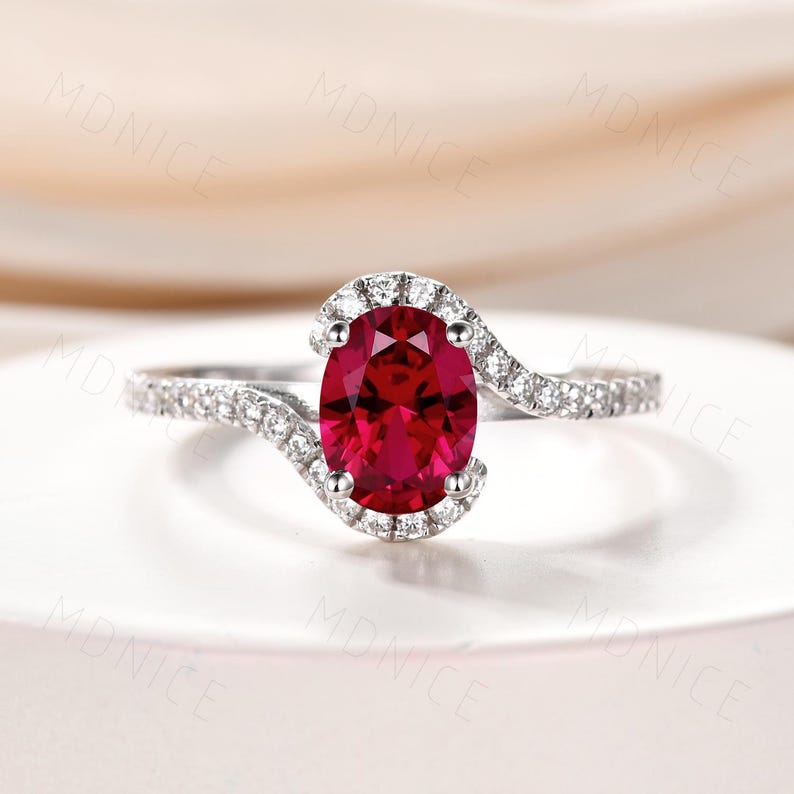 Ruby Ring, July Birthstone Ring, Ruby Wedding Ring Set, Oval Ruby ...