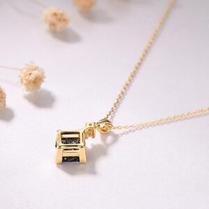 Unique Natural Black Onyx Princess Cut Necklace Yellow Gold 3CT 8mm ...