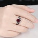 Nature Inspired Leaf Ruby Ring Set, Gothic Oval Cut Ruby Engagement ...