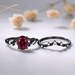 Nature Inspired Leaf Ruby Ring Set, Gothic Oval Cut Ruby Engagement ...