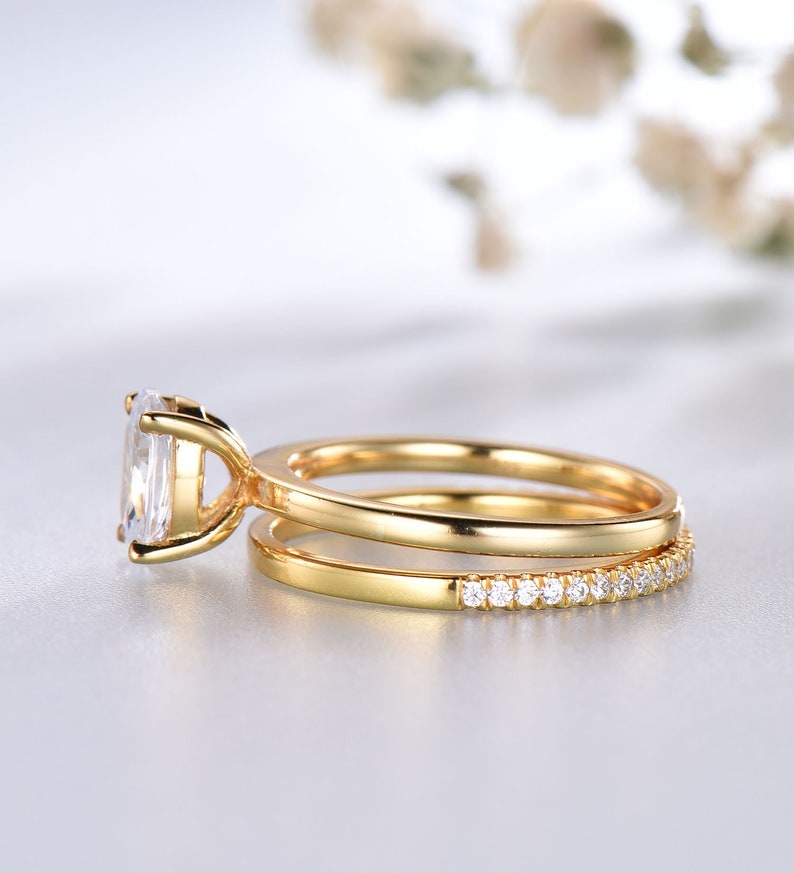 Yellow Gold Rings For WomenDiamond Simulant Engagement | Etsy