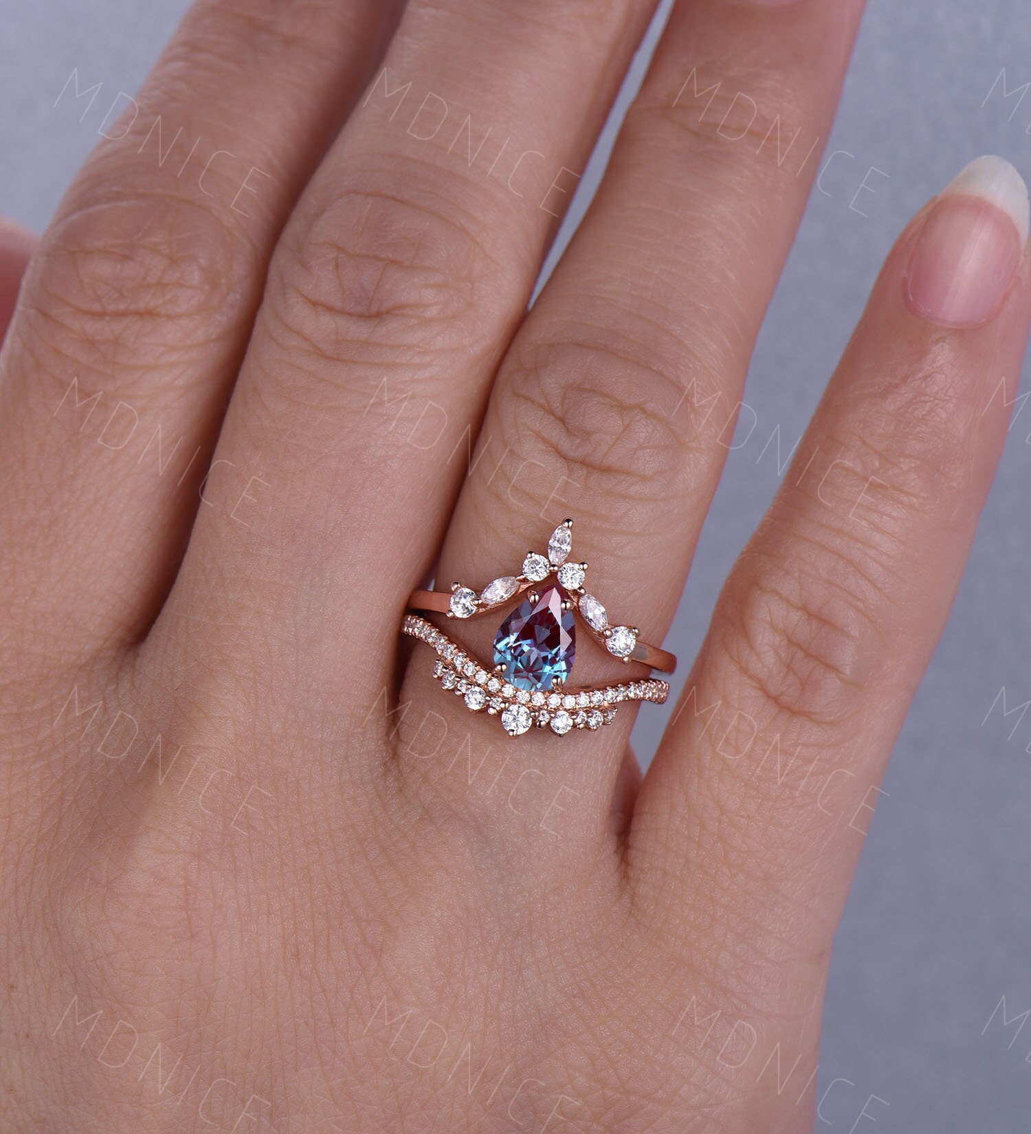 Vintage Alexandrite Ring Pear Shaped Alexandrite Engagement - Etsy