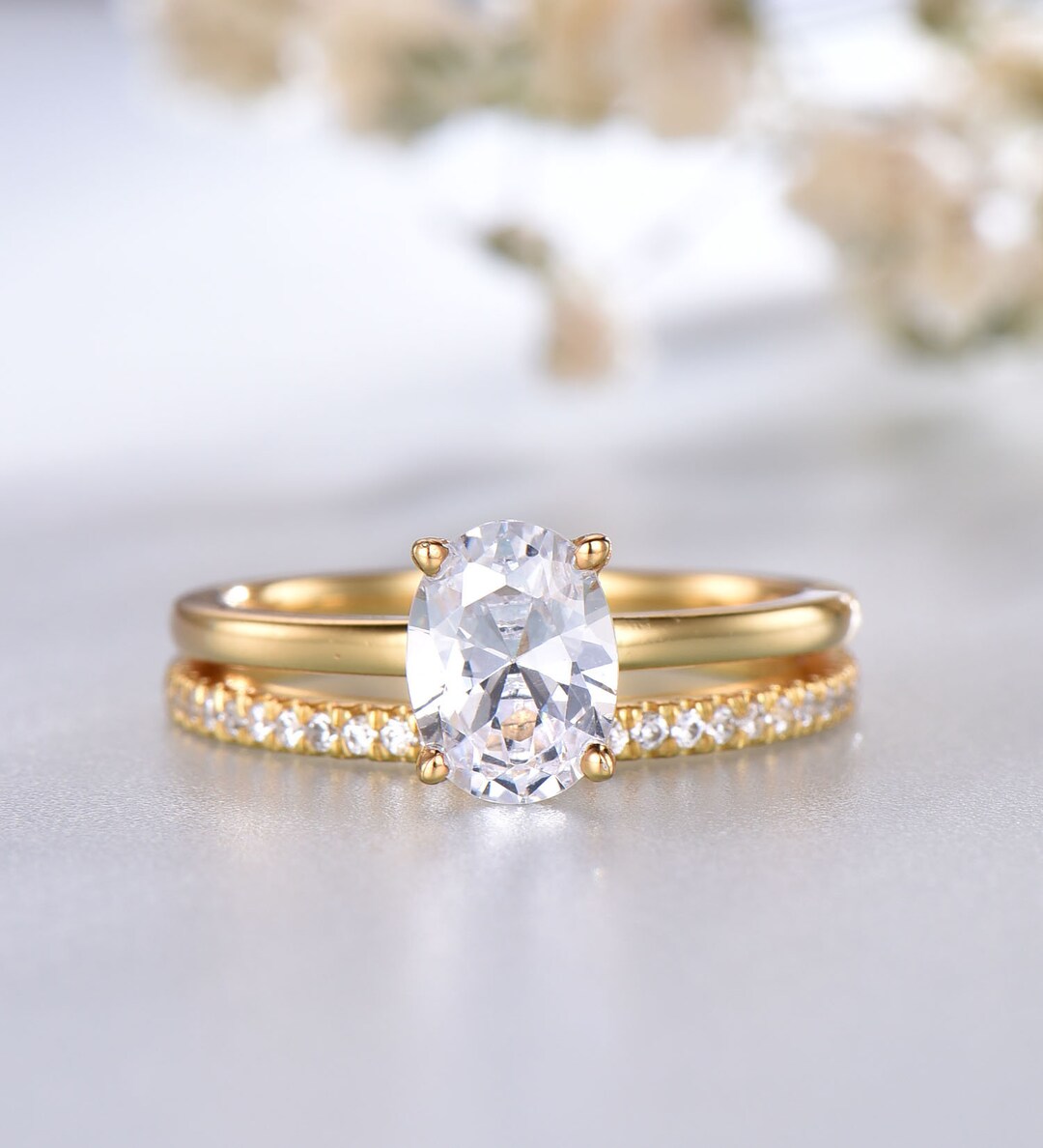 Yellow Gold Rings for Women,diamond Simulant Engagement Ring,diamond ...