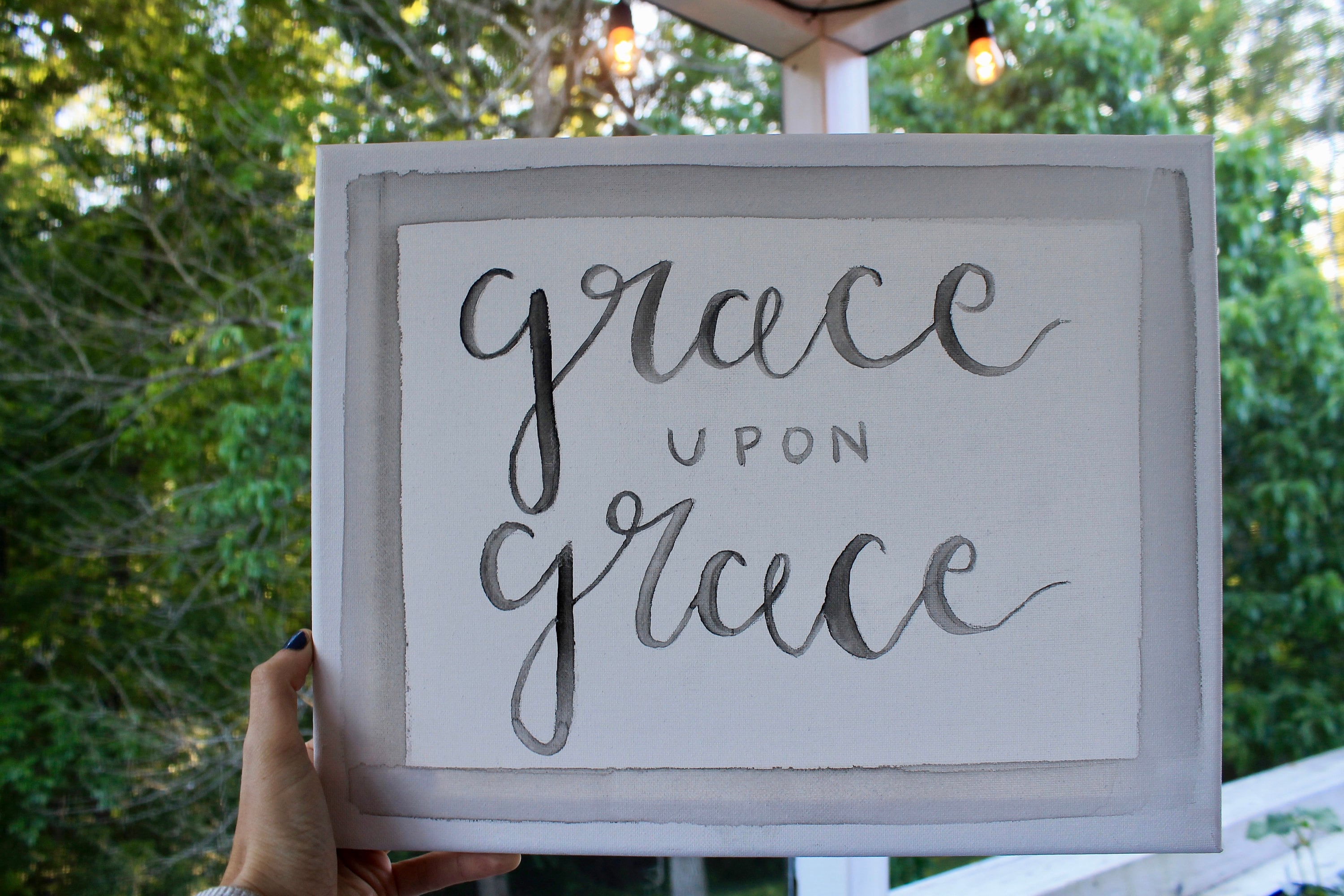 Grace Upon Grace Watercolor Canvas | Handpainted Christian Decor - Etsy