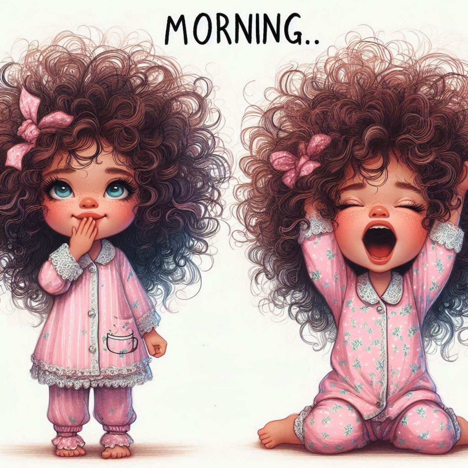 Sleepy Morning Little Girls, Yawning, Good Morning, Pajamas, Twinkie ...