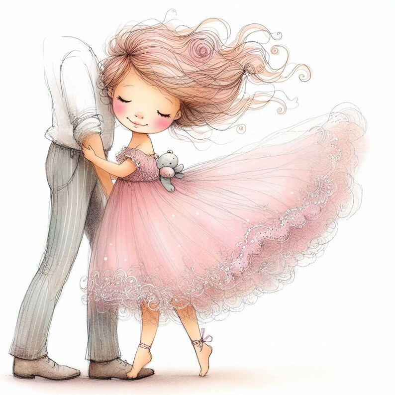 Father's Day, Little Girl, Dancing, Cards, Graphics, Twinkie Moon - Etsy