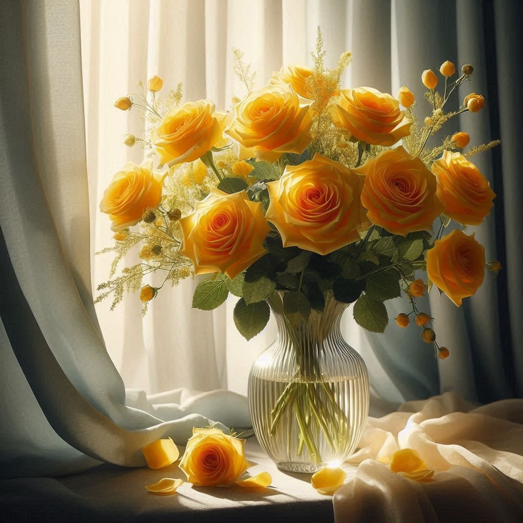 12 Vases of Flowers, Holly Hocks, Roses and Iris Flowers, Twinkie Moon ...