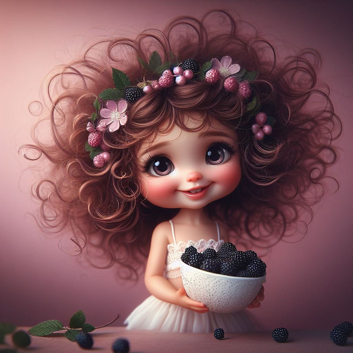 Little Twinkie Moon Girl Eating Blackberries, Stickers, Decals, Shirts ...