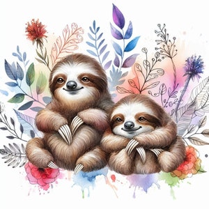 8 Little Sloths, Cute and Hanging on a Tree, Twinkie Moon - Etsy