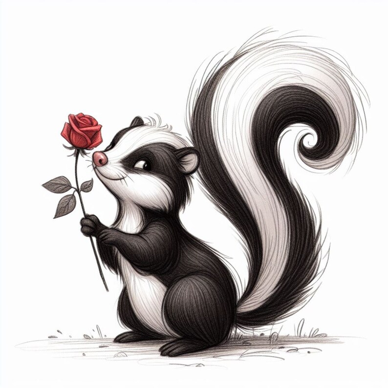 Darling Twinkie Moon Skunks, Holding Red Roses, Lil Stinkers - Etsy