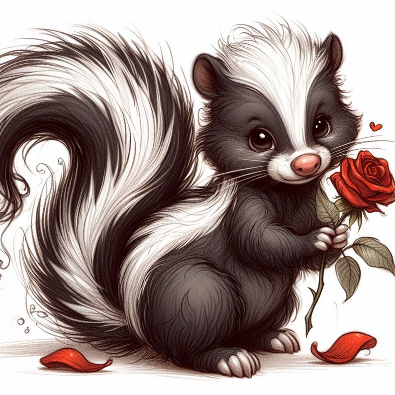 Darling Twinkie Moon Skunks, Holding Red Roses, Lil Stinkers - Etsy