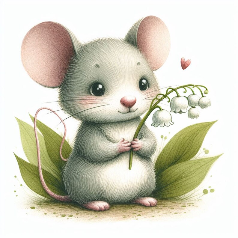 Darling Little Twinkie Moon Mice With Flowers - Etsy
