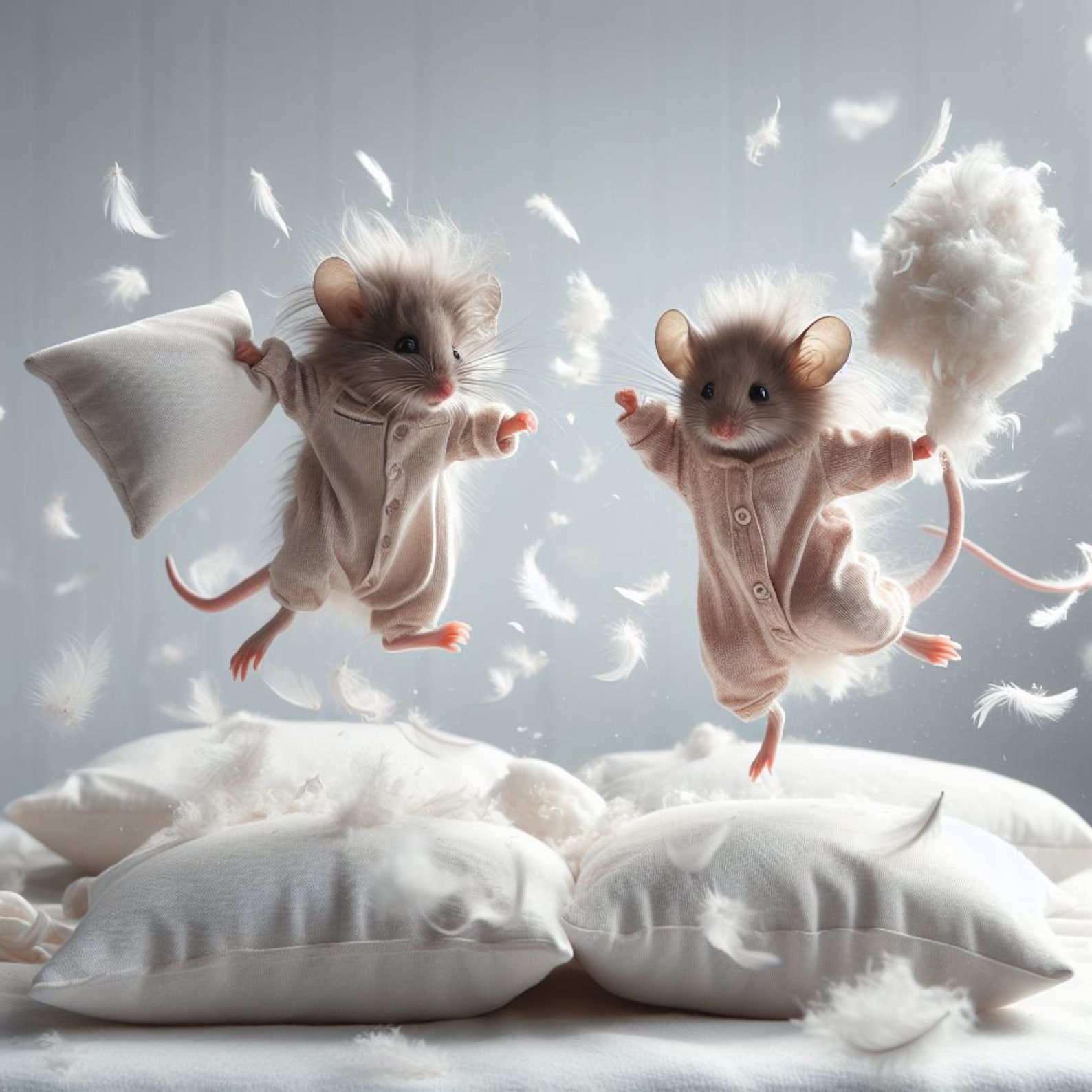 Twinkie Moon Mice in a Pillow Fight - Etsy