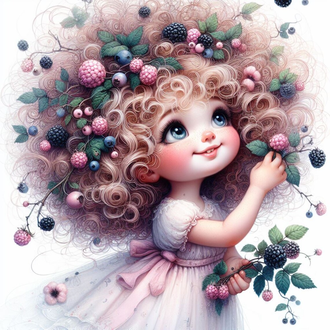 Little Twinkie Moon Girl Eating Blackberries, Stickers, Decals, Shirts ...
