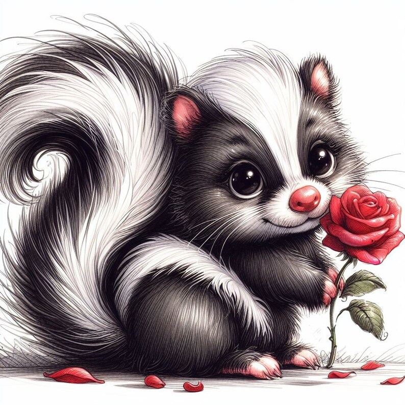 Darling Twinkie Moon Skunks, Holding Red Roses, Lil Stinkers - Etsy