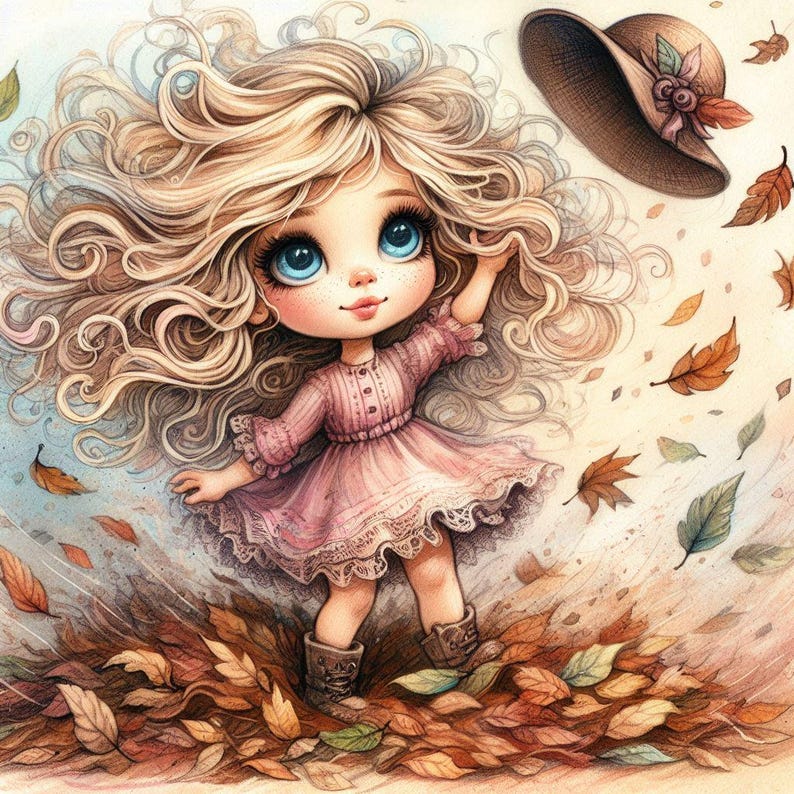 24 Darling Images of Little Girls in the Fall Winds, Raking Leaves ...