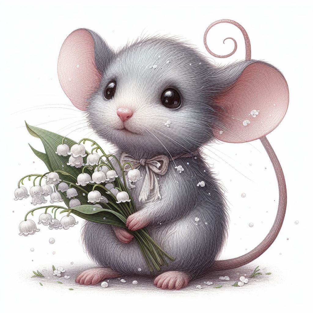 Darling Little Twinkie Moon Mice With Flowers - Etsy