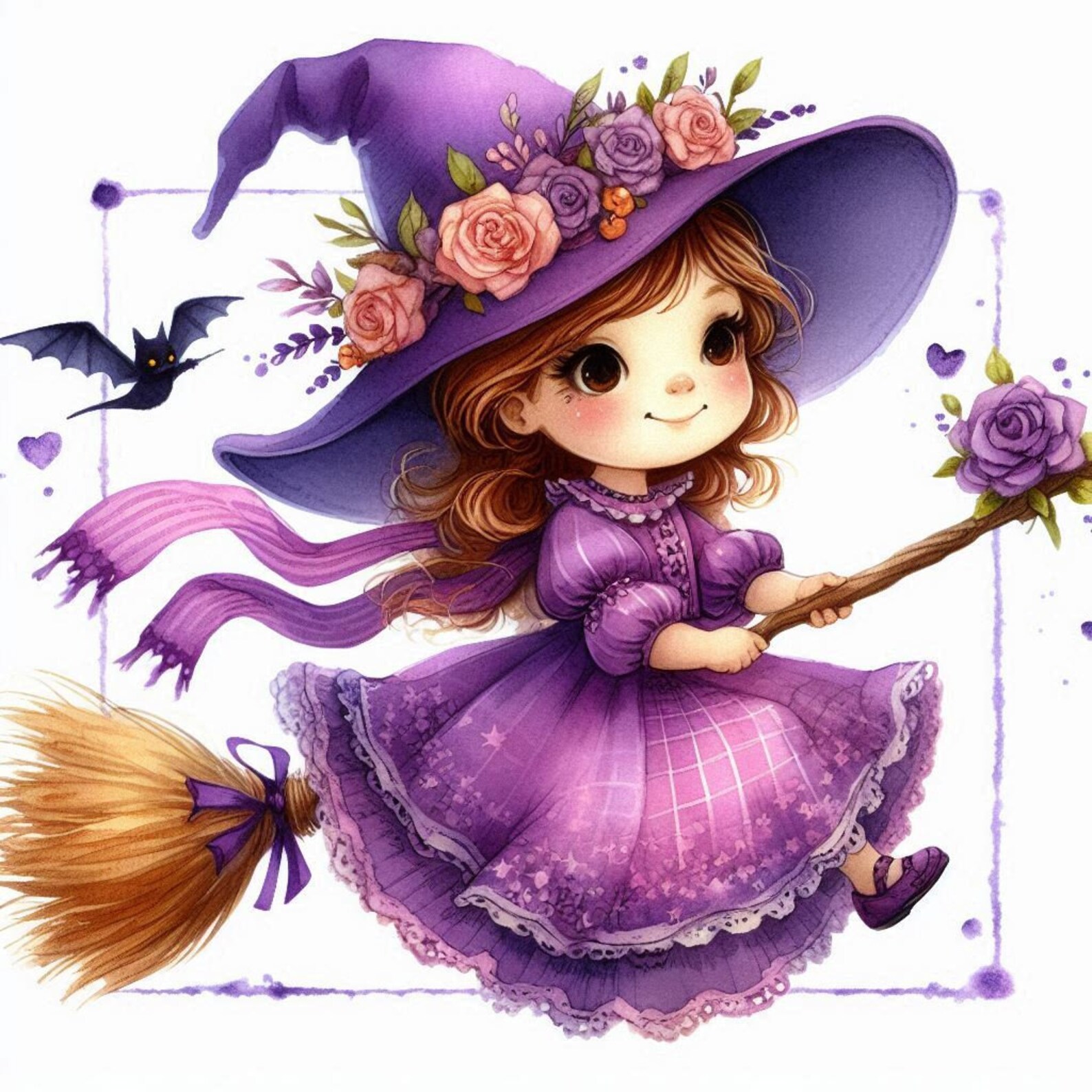 16 Cute Little Witches, Halloween, Crafting, Prints, Cards, Holiday ...