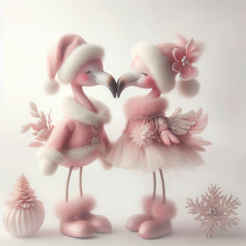 10 Flamingos Dressed for the Holidays, Christmas, Ornaments, Canvas - Etsy