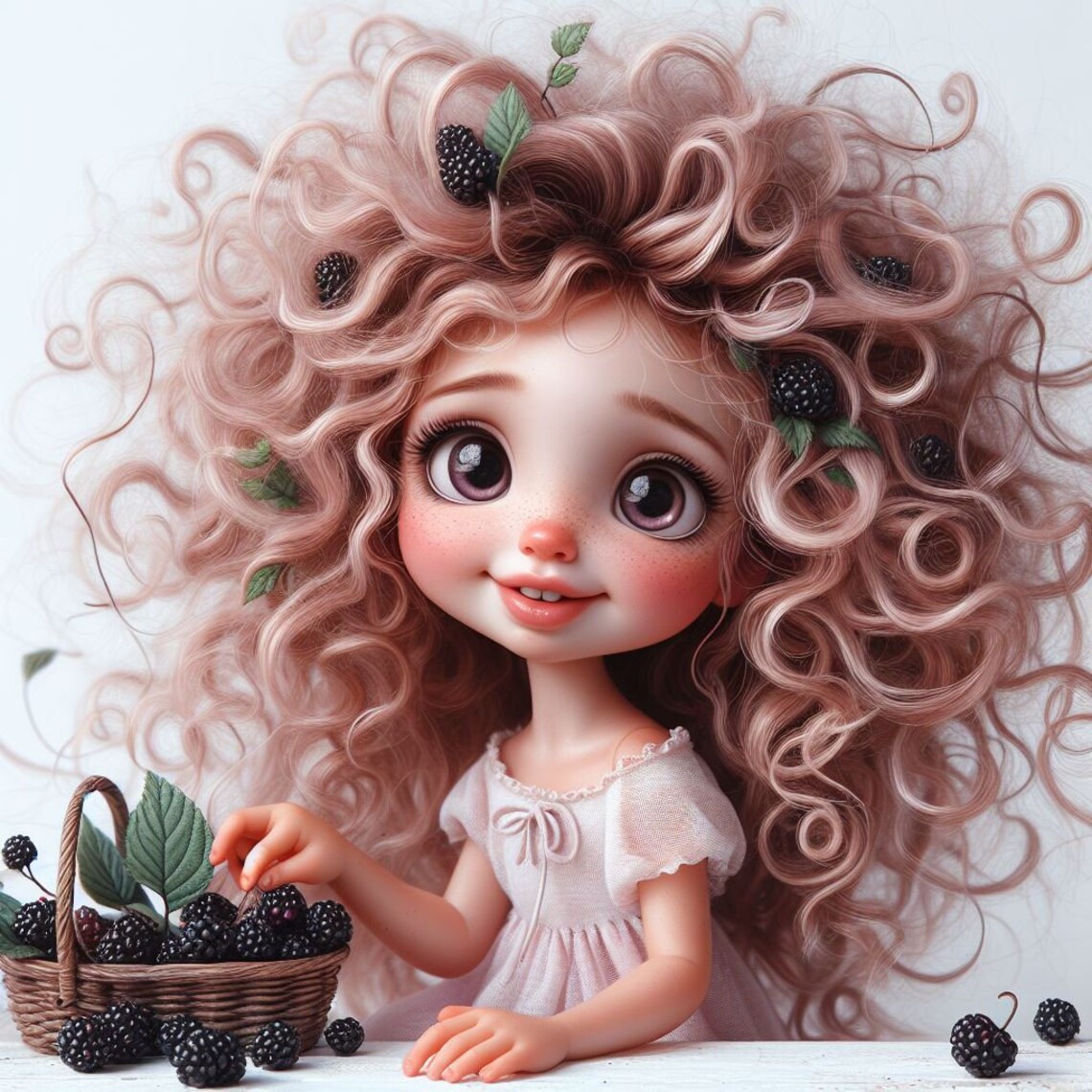 Little Twinkie Moon Girl Eating Blackberries, Stickers, Decals, Shirts ...