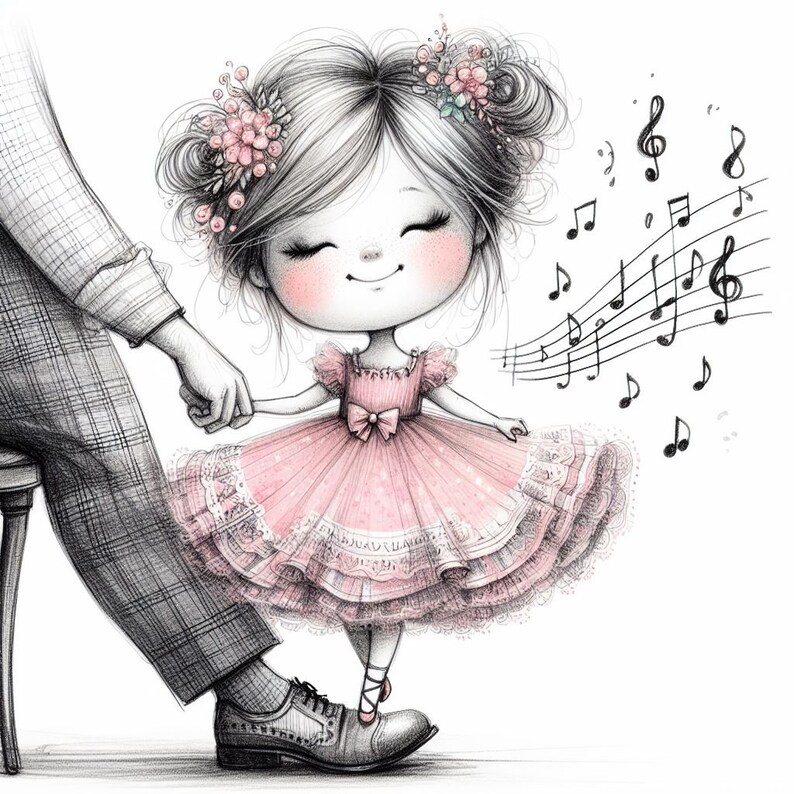 Father's Day, Little Girl, Dancing, Cards, Graphics, Twinkie Moon - Etsy