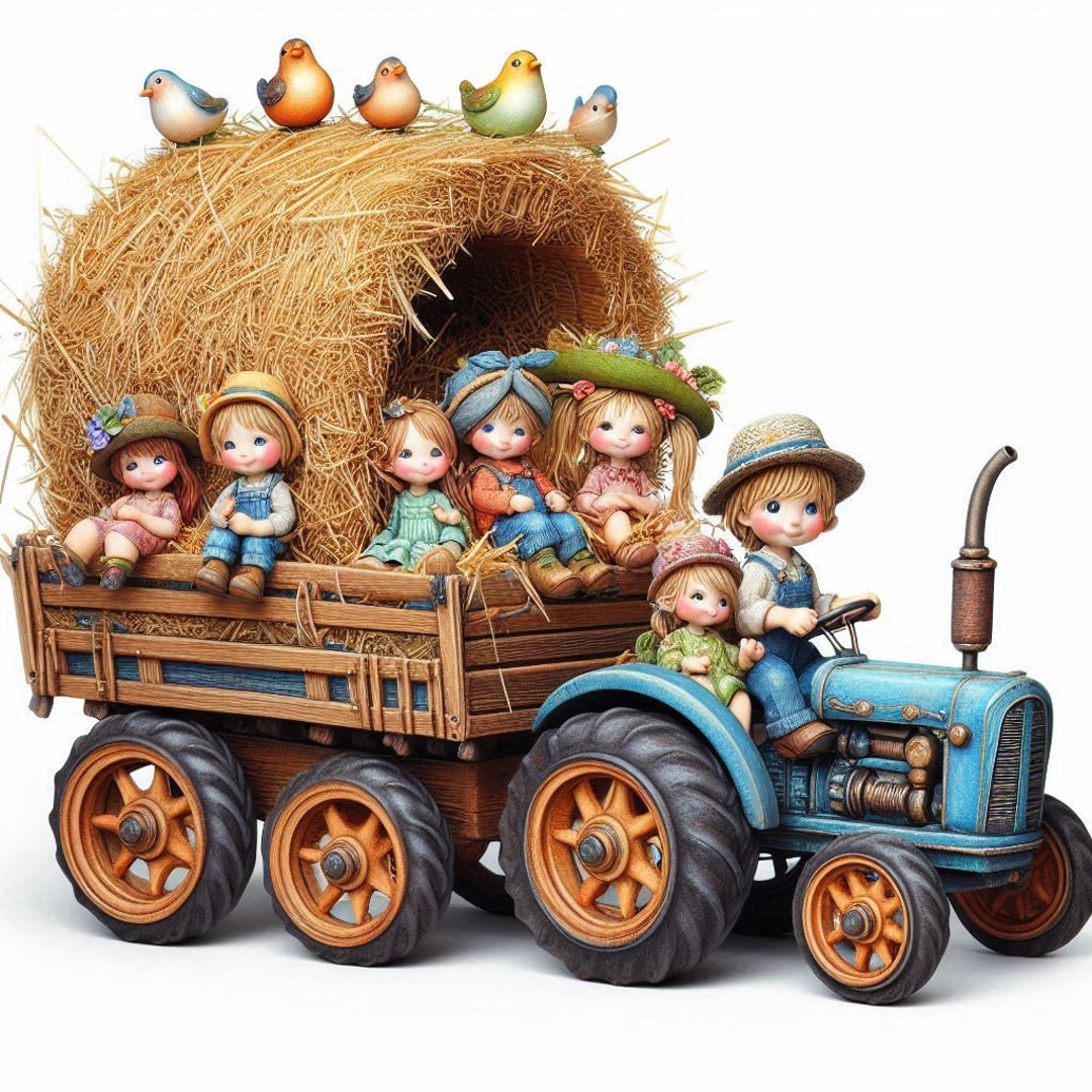 8 Hayride Images, Tractor, Hay, Kids, Fall, - Etsy