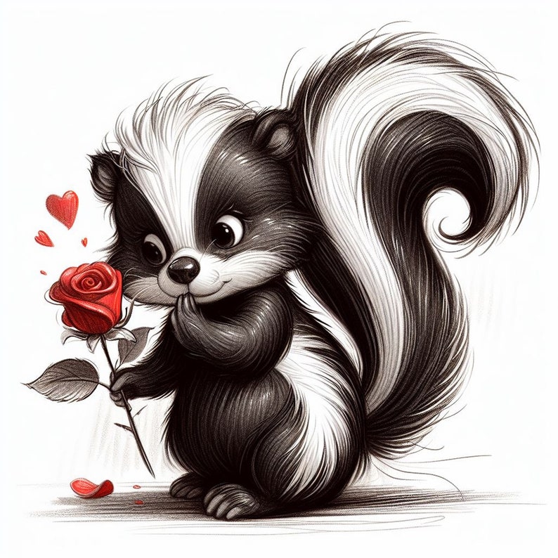 Darling Twinkie Moon Skunks, Holding Red Roses, Lil Stinkers - Etsy