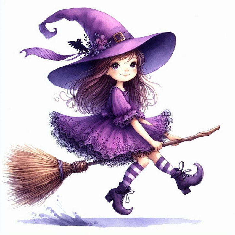 16 Cute Little Witches, Halloween, Crafting, Prints, Cards, Holiday ...