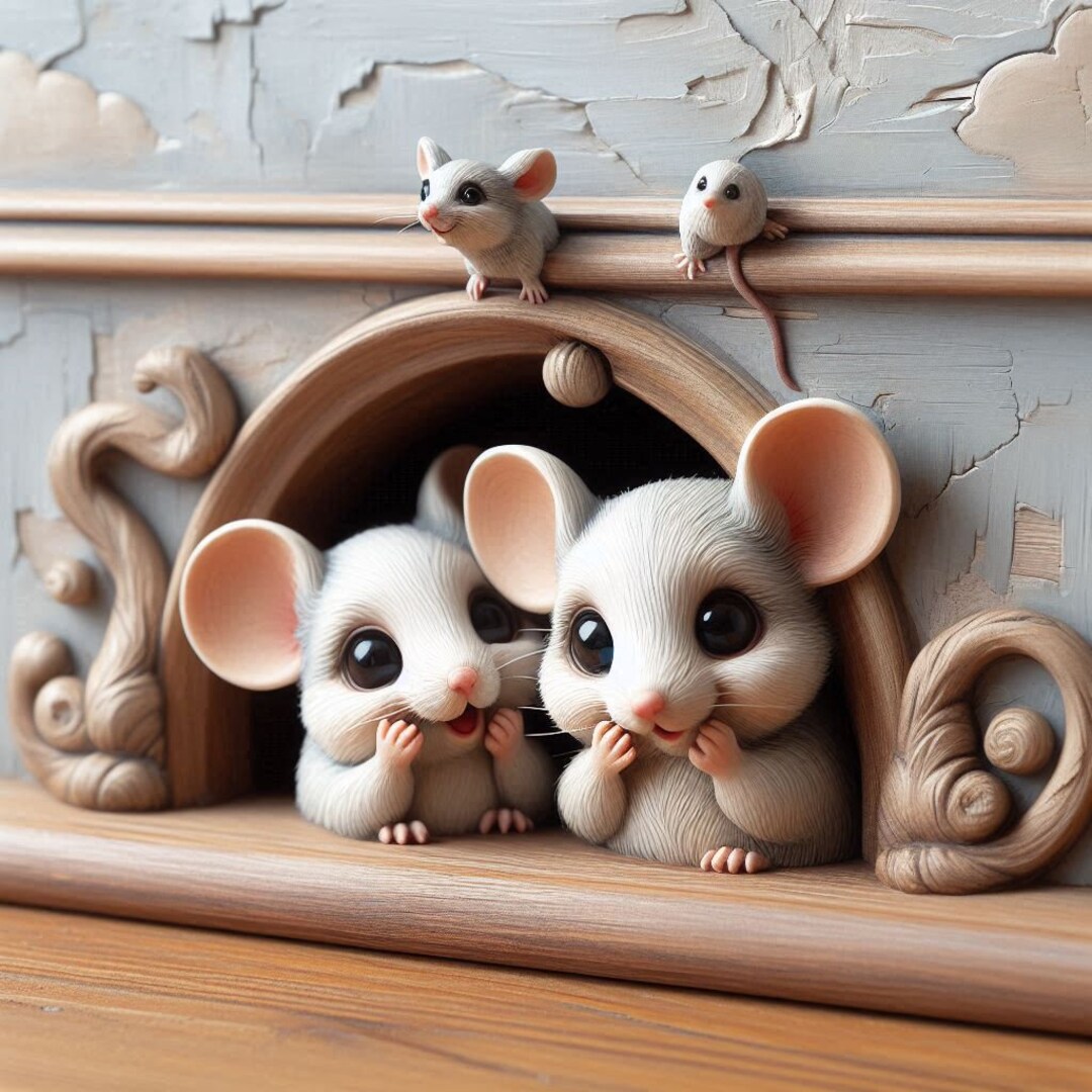 9 Cute Little Mice Peeking Out of Their Little Homes in the Wall. - Etsy
