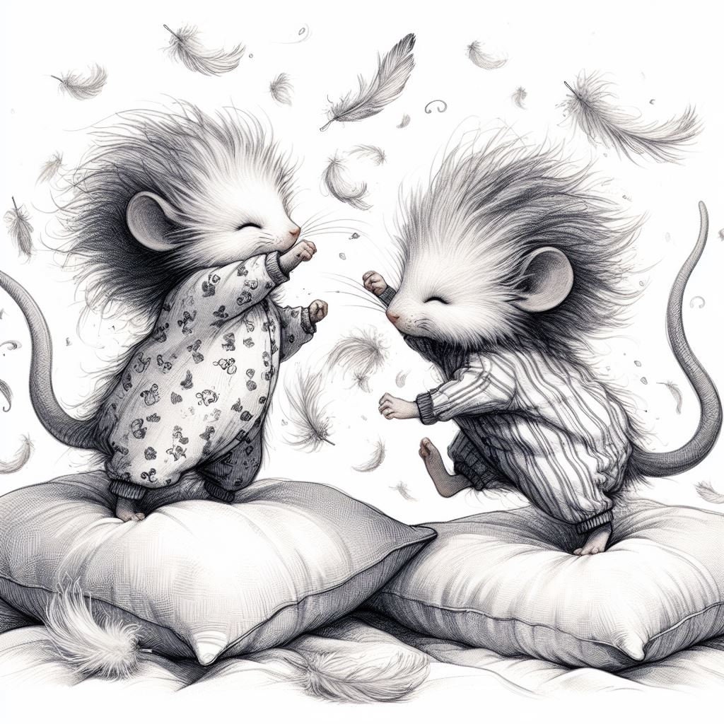 Twinkie Moon Mice in a Pillow Fight - Etsy