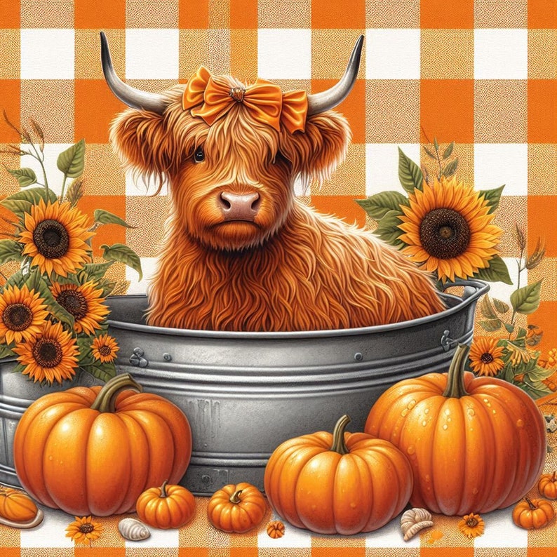 8 Sweet Highland Cows, Ready for Fall Creations, Made by Twinkie Moon ...