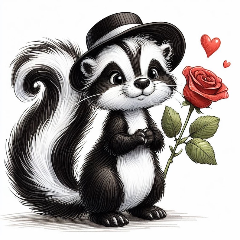 Darling Twinkie Moon Skunks, Holding Red Roses, Lil Stinkers - Etsy