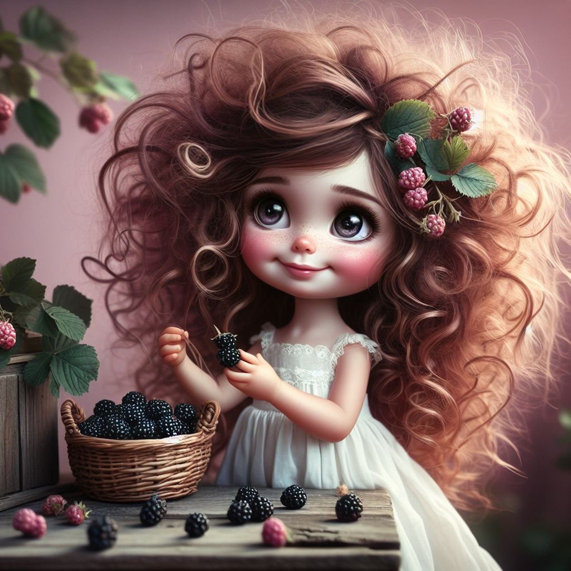 Little Twinkie Moon Girl Eating Blackberries, Stickers, Decals, Shirts ...