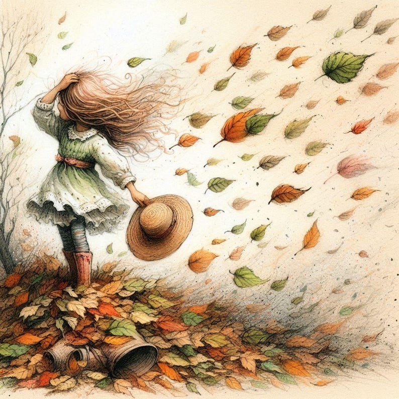 24 Darling Images of Little Girls in the Fall Winds, Raking Leaves ...