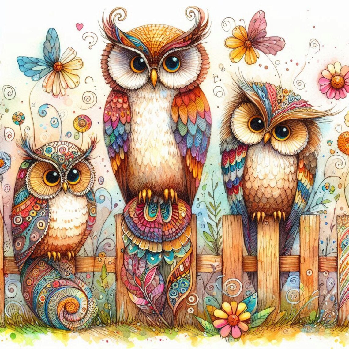 11 Colorful Owls, Brightly Colored, Birds, Twinkie Moon Creates - Etsy