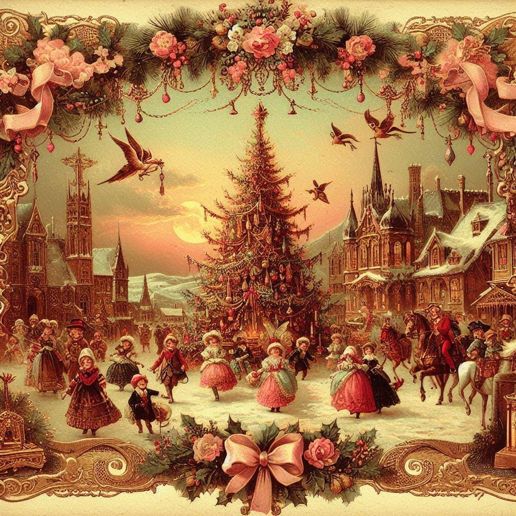 Victorian Holiday Christmas Backgrounds for Ornaments, Bust Out Canvas ...