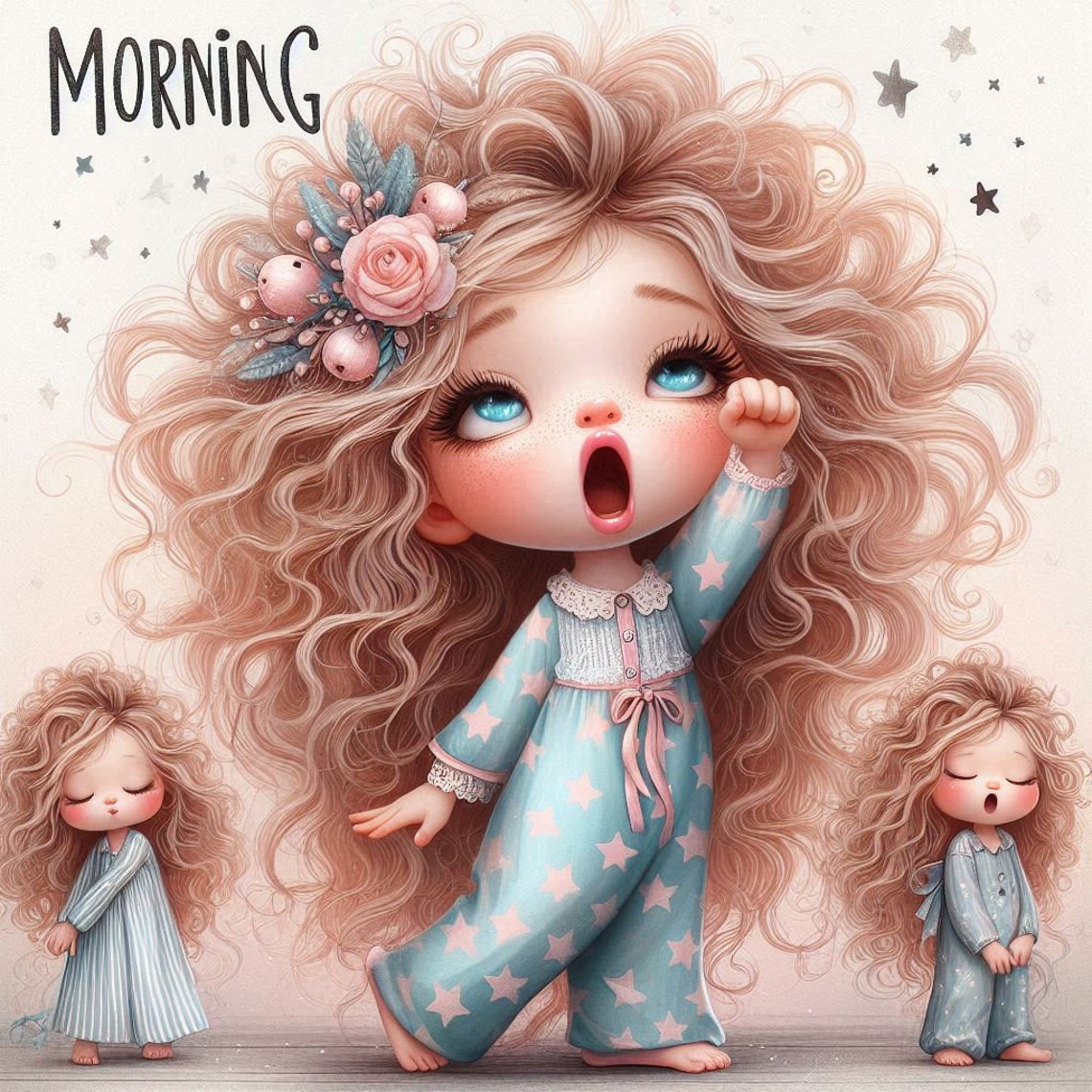 Sleepy Morning Little Girls, Yawning, Good Morning, Pajamas, Twinkie ...