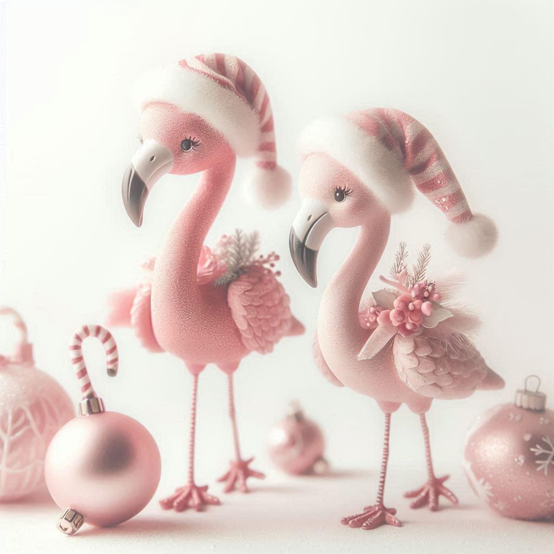 10 Flamingos Dressed for the Holidays, Christmas, Ornaments, Canvas - Etsy