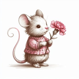 Darling Little Twinkie Moon Mice With Flowers - Etsy