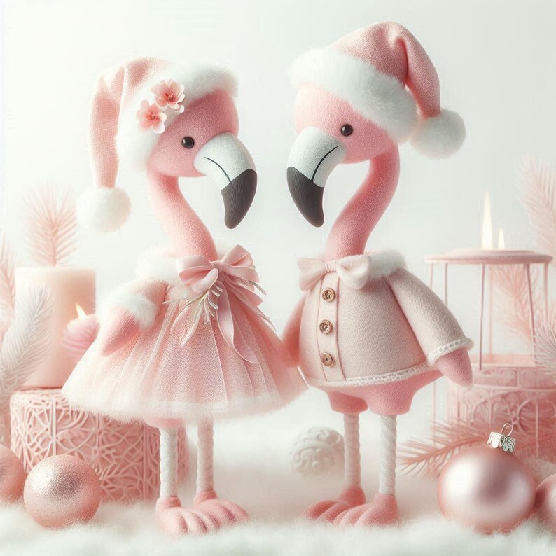 10 Flamingos Dressed for the Holidays, Christmas, Ornaments, Canvas - Etsy