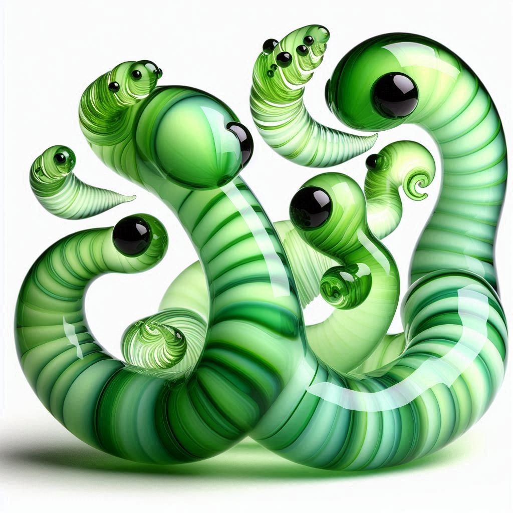 12 Funny Gummy Worms, Green, Twinkie Moon - Etsy