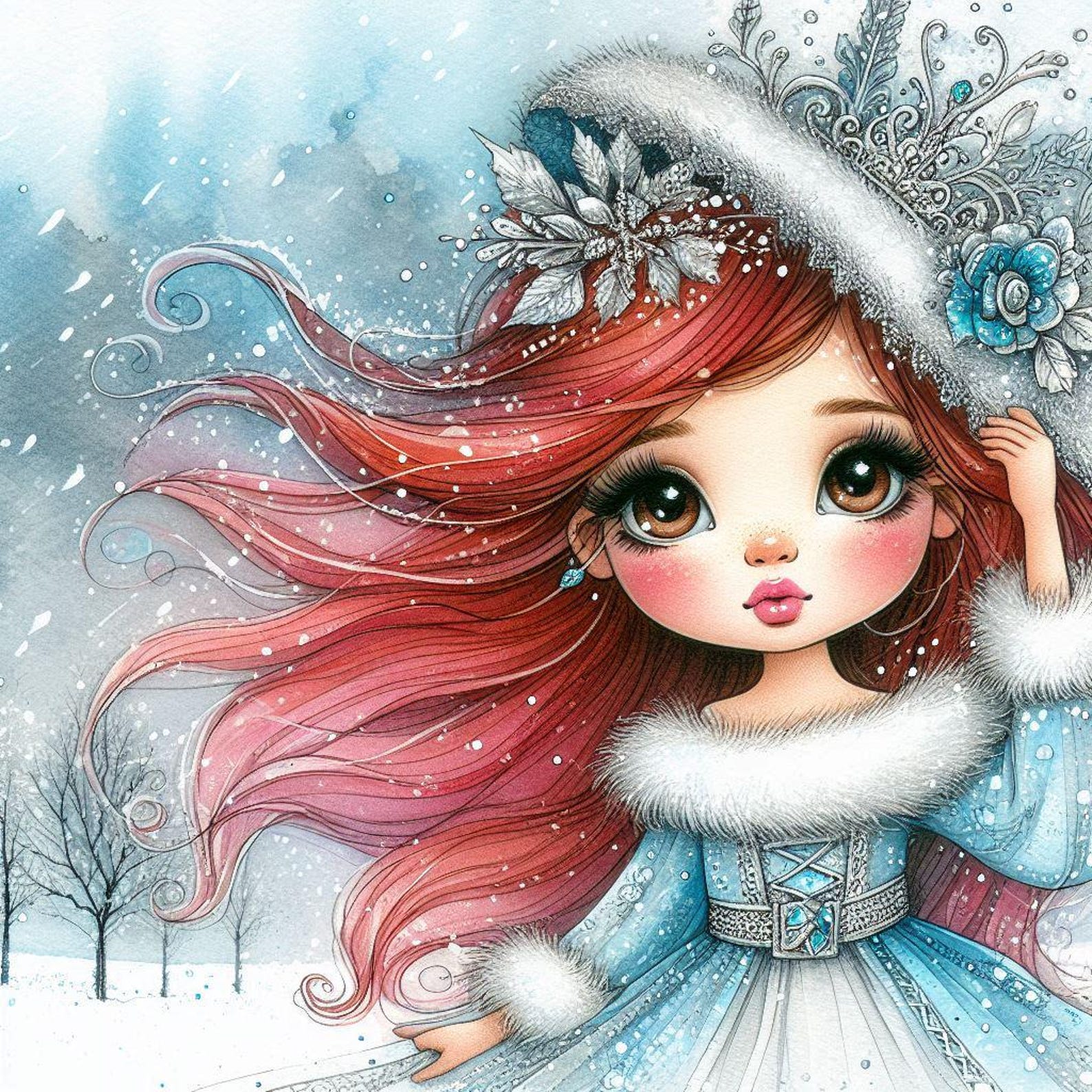 TEN Ice Cold Twinkie Moon Little Girls, Dressed for Winter. Stickers ...