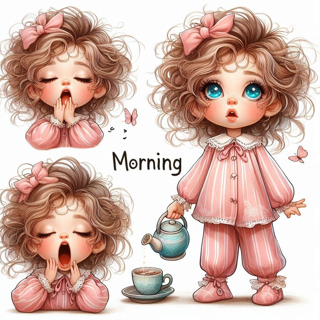 Sleepy Morning Little Girls, Yawning, Good Morning, Pajamas, Twinkie ...