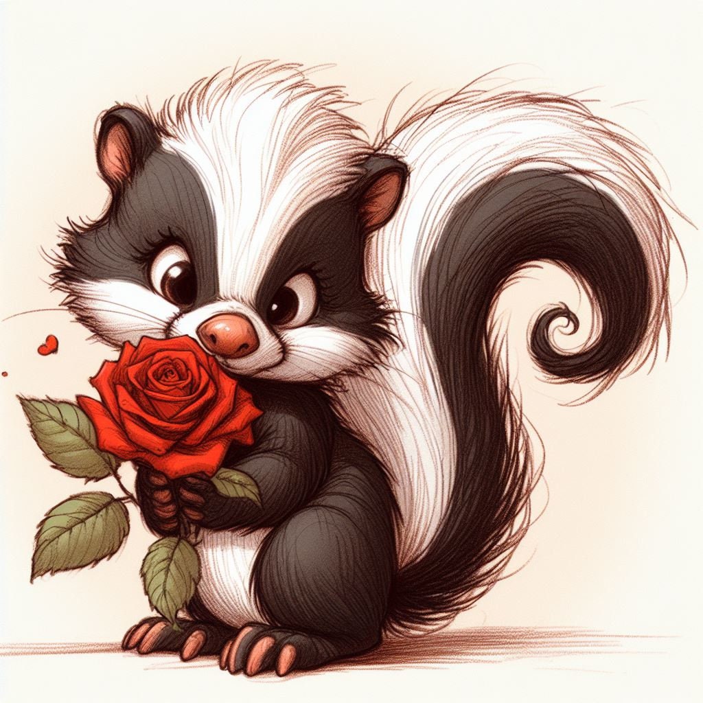 Darling Twinkie Moon Skunks, Holding Red Roses, Lil Stinkers - Etsy