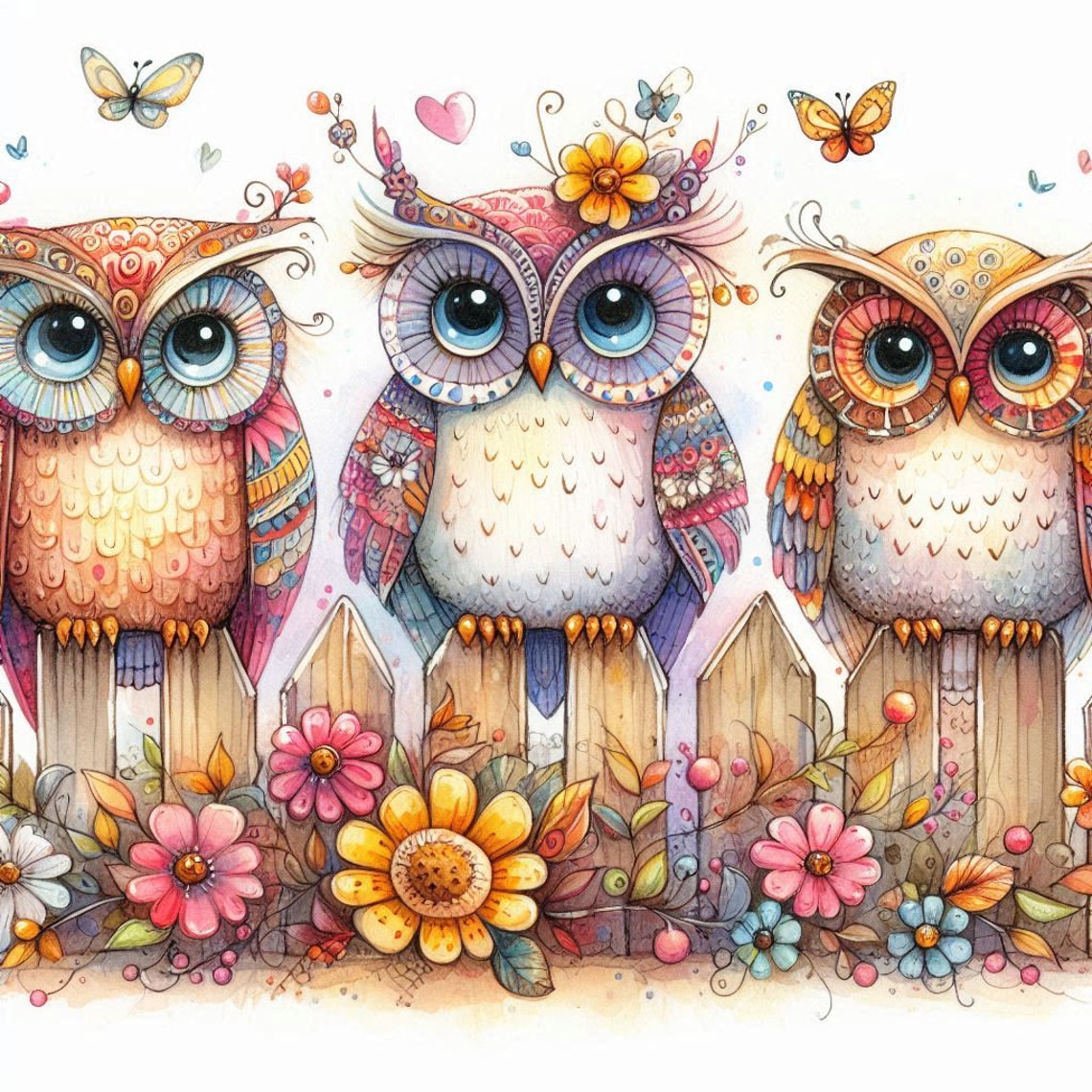 11 Colorful Owls, Brightly Colored, Birds, Twinkie Moon Creates - Etsy