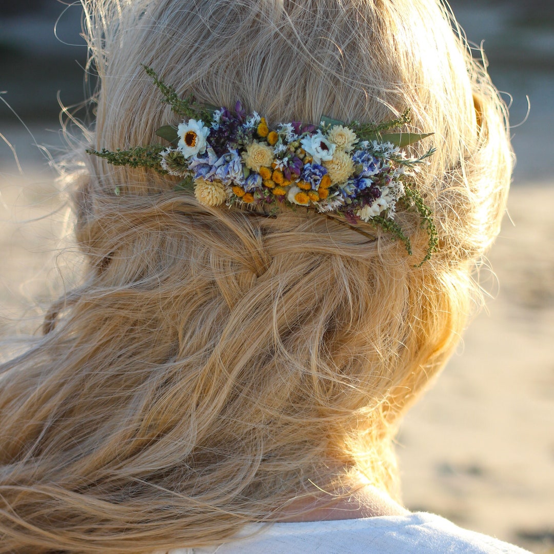 Eucalyptus Hair Comb With Dried Yarrow and Lavender Dried Bridal ...