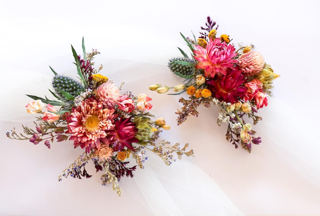 Strawflower Corsage With Strawflowers, Jewel Tone Wedding Flowers ...