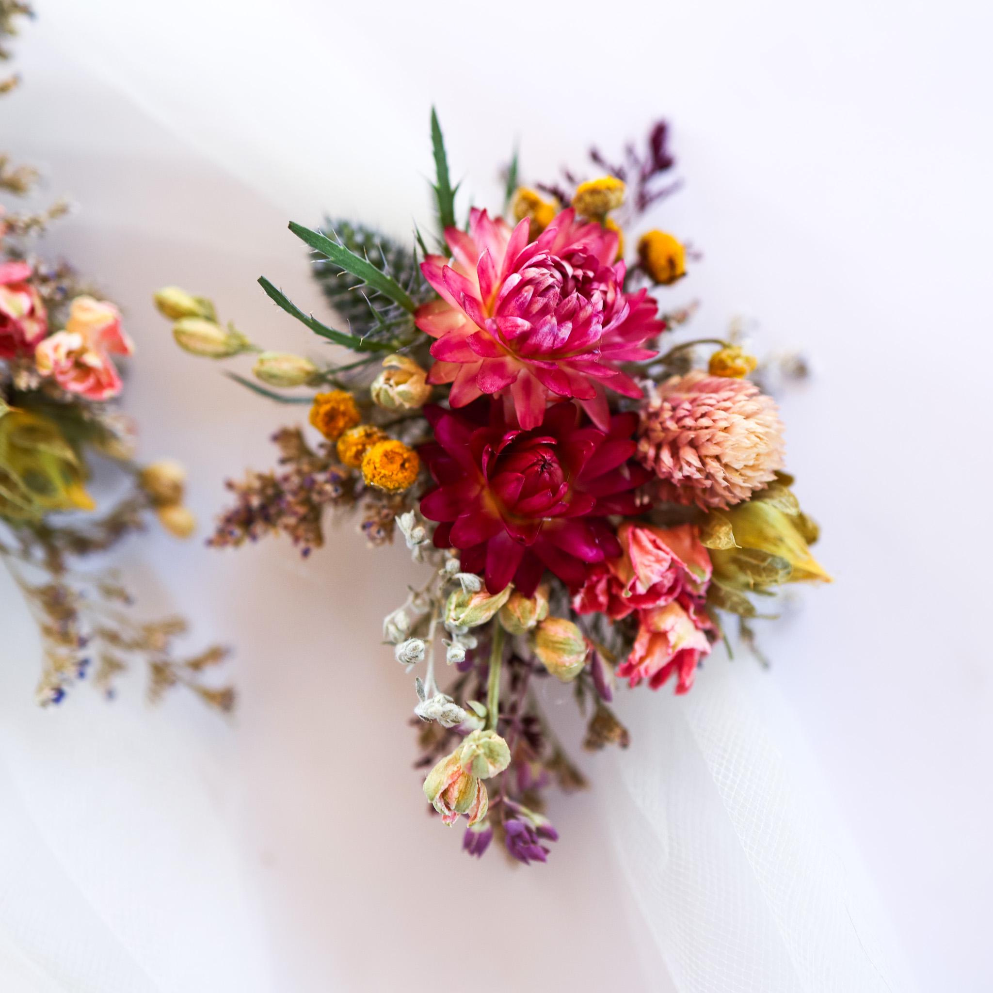 Strawflower Corsage With Strawflowers, Jewel Tone Wedding Flowers ...